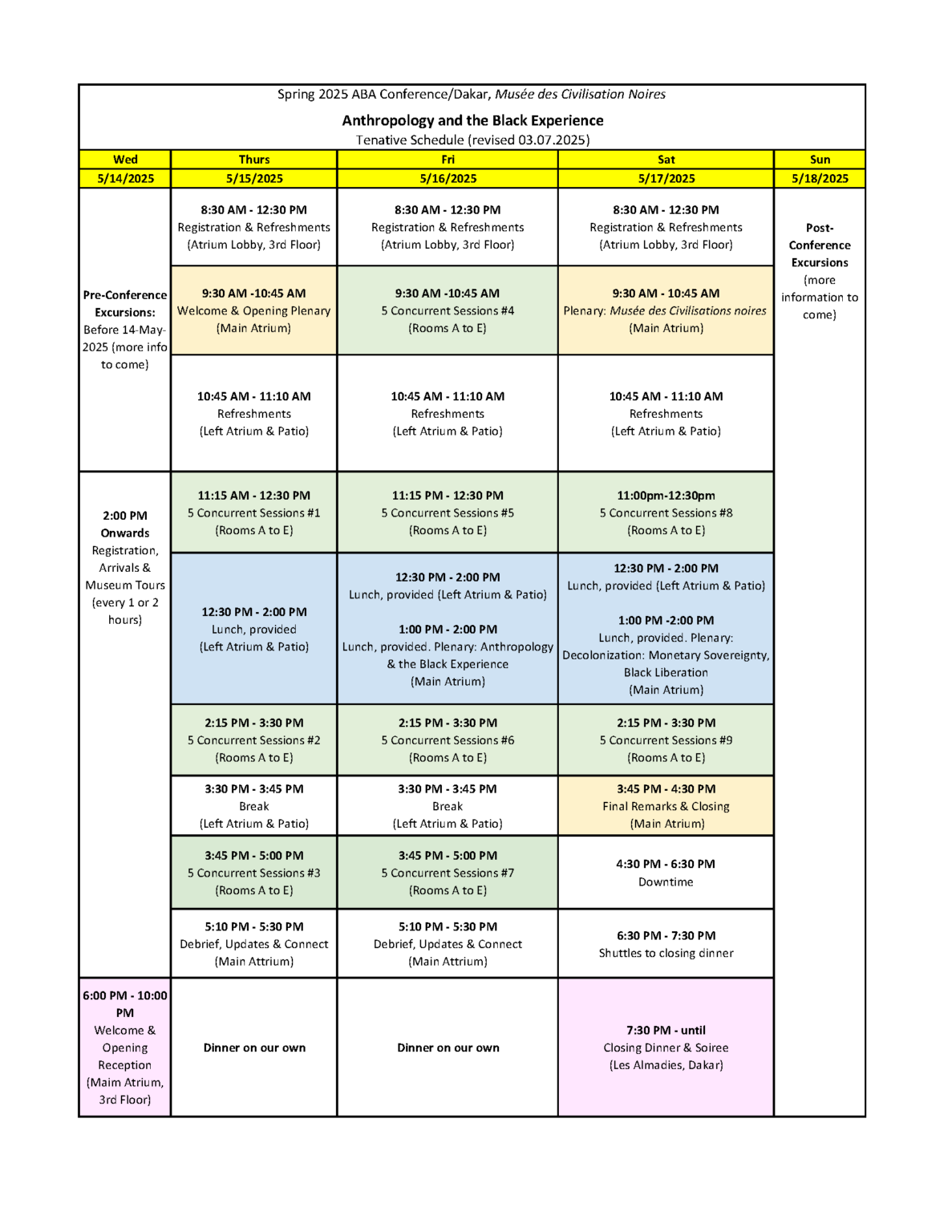 Conference schedule – Association of Black Anthropologists